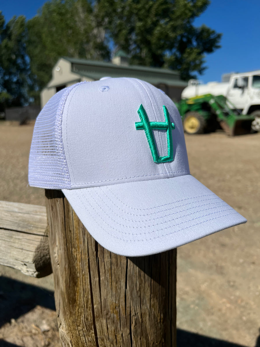 White Cap With Green Puff – Steadfast Western Wear